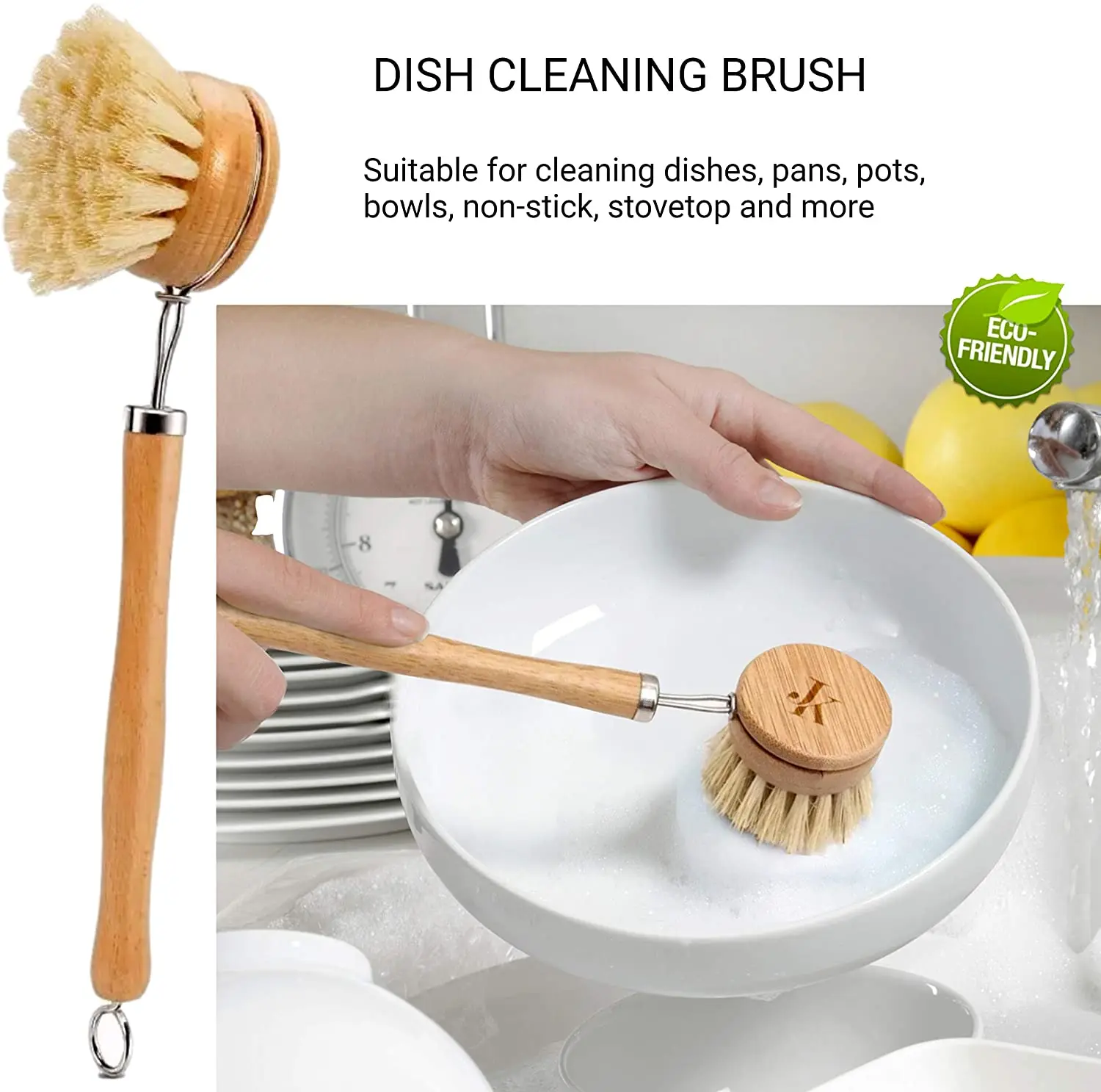 Kitchen Brush Set Floor Vegetable Dish Bottle Pot Brush Sisal Wooden ...