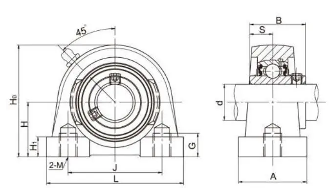 China bearing supplier pa205 tap base single row pillow block bearing ...