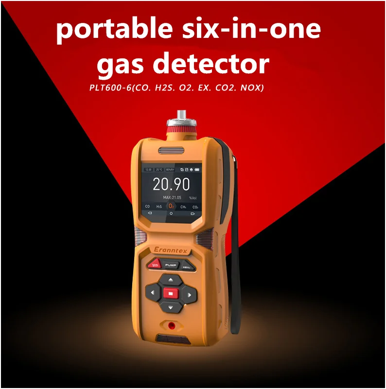 High Precision Portable 6 Gas Detector - CO, H2S, O2, Ex CO2, NOX