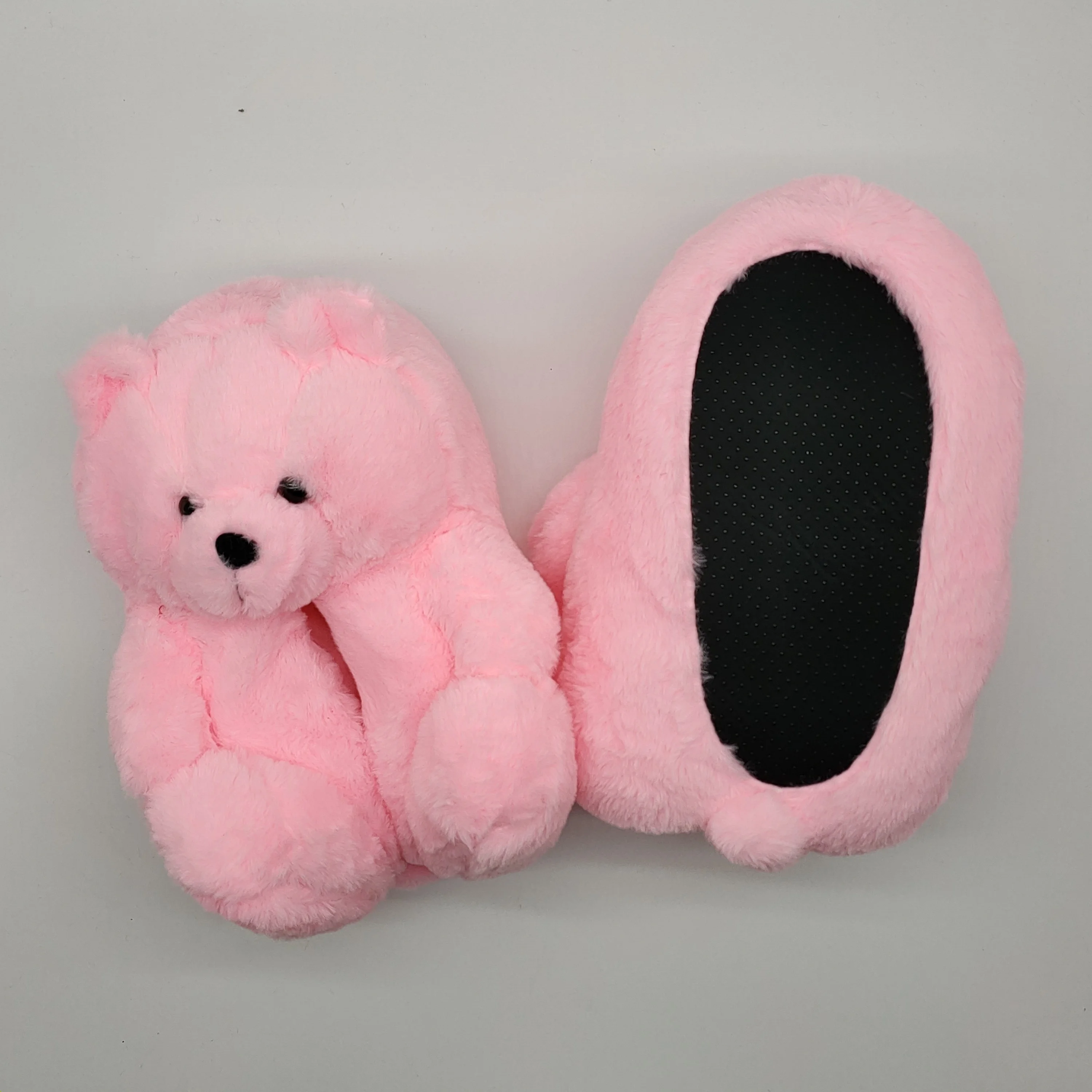 Wholesale Custom Teddy Bear Slippers Women Plush Bear Bedroom Slippers ...