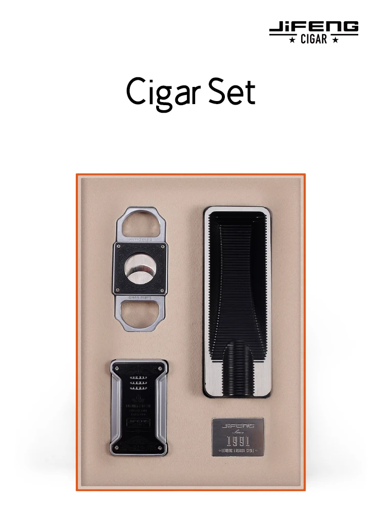 JIFENG TZ216 Custom logo Cigar Cutter Ashtray Jet-flame Lighter Red ...