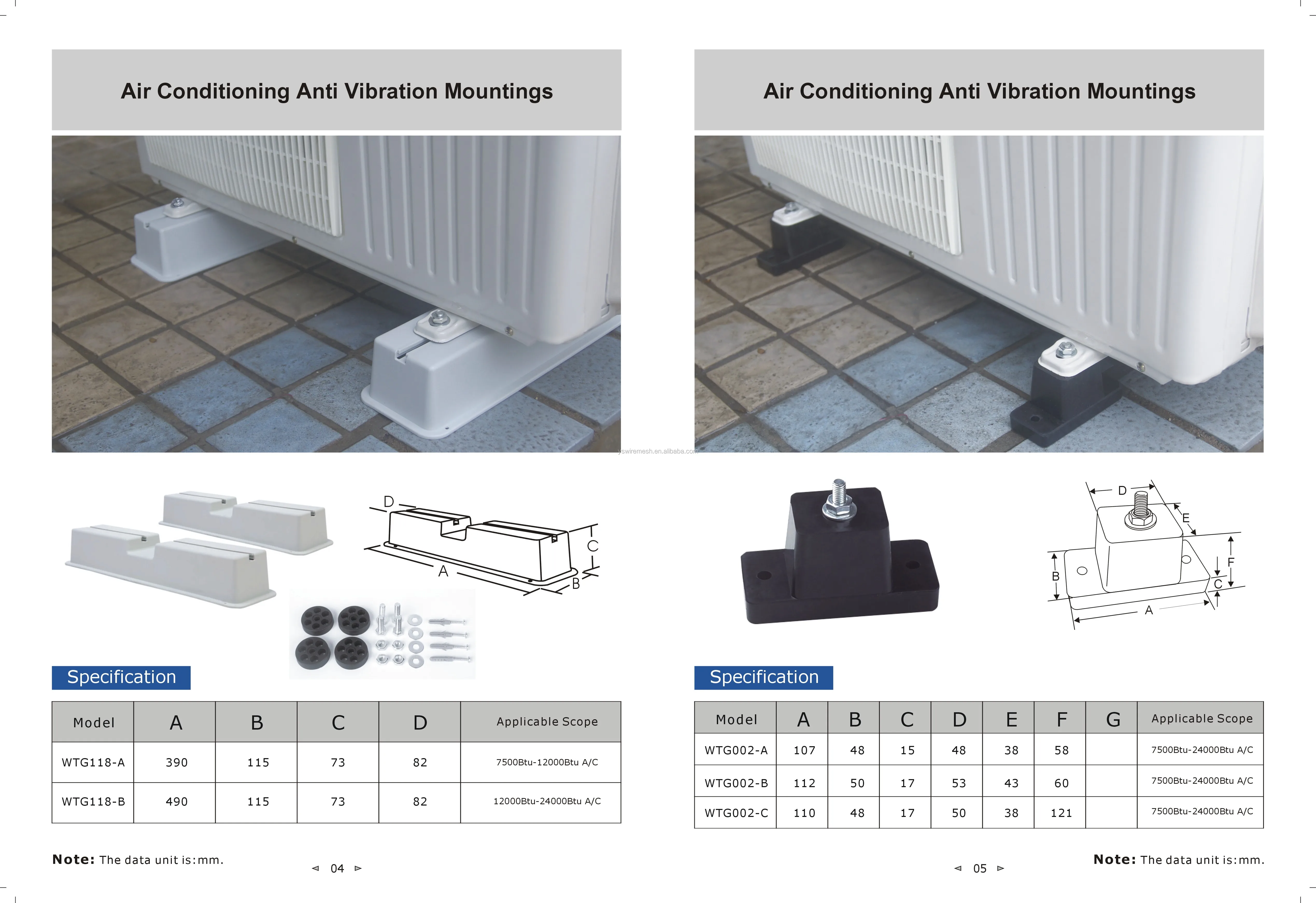 Air Conditioning Anti Vibration Mountings - Rubber Pads