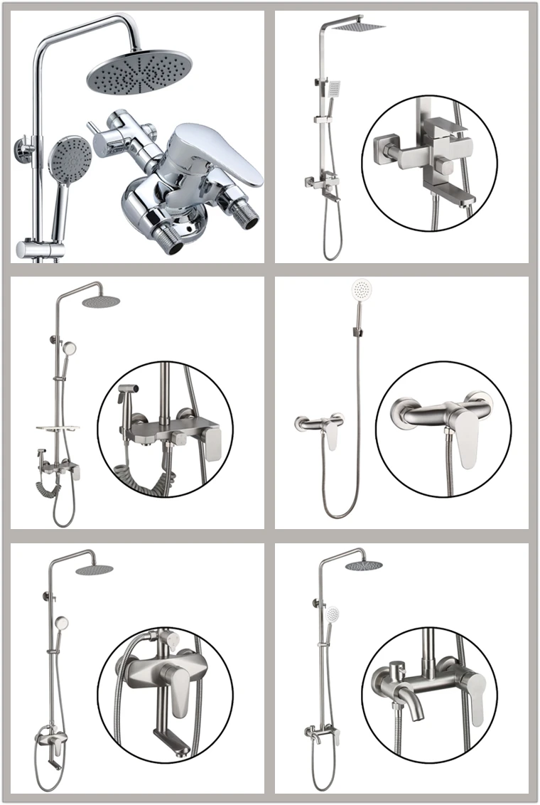 Wall Mount Black Gold Bath Room Shower Head Mixer Set SUS304