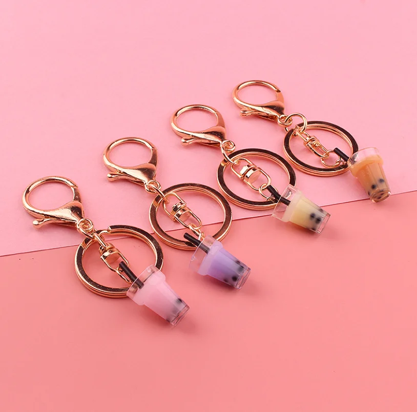 Custom Cup Shaped Cute Bubble Tea Acrylic Resin Pvc Keychain,Pearl Milk ...