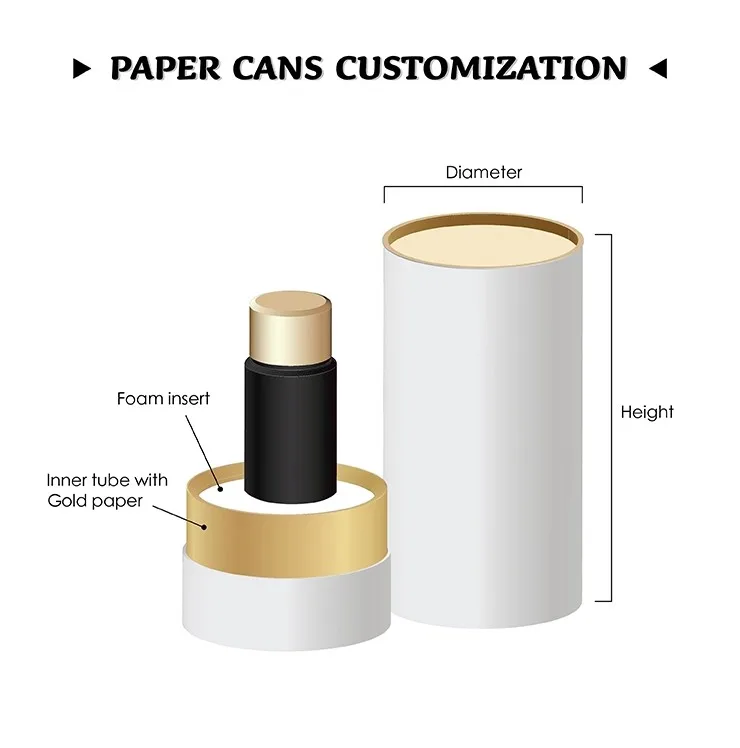 Custom Printed Cylinder Cardboard Food Grade Kraft Container