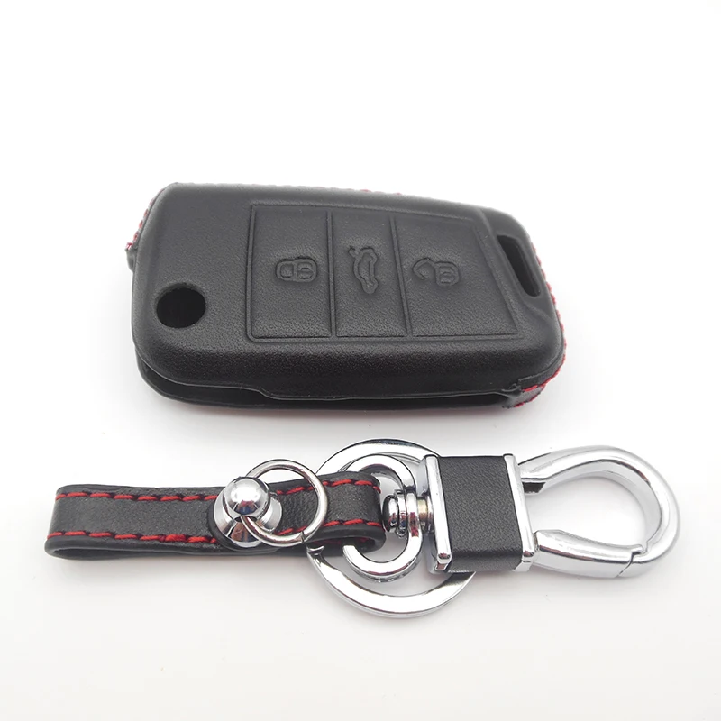 Leather Car Key Case For Vw Volkswagen Polo Golf Passat Beetle Caddy T5 ...