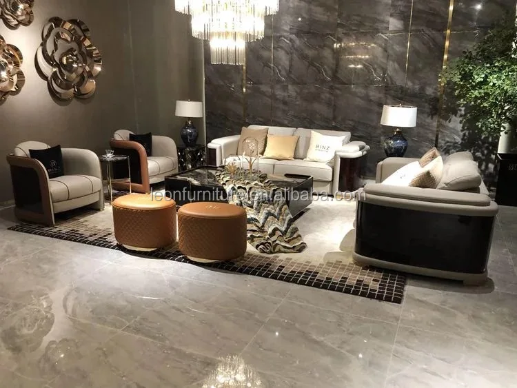 Home Furniture Post Modern High End Quality Leather Luxury Lobby Sofa ...