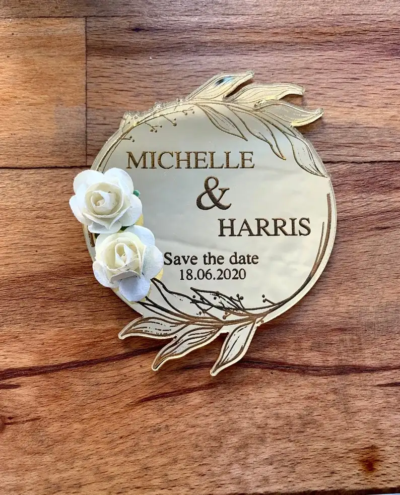 Wedding Save The Date Magnets,Acrylic Mirror Magnet Invitation - Buy ...