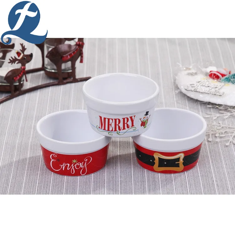 Merry Christmas Printed Kitchenware Food Grade Round Ceramic Bakeware ...