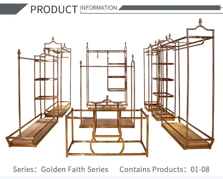 Elegant And Graceful Rose Gold Metal Display Rack Clothing Garment ...