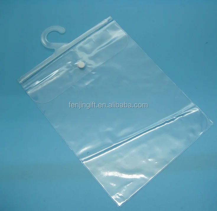 Custom PVC Hanger Bag with Snap - Ideal for Garment Packaging