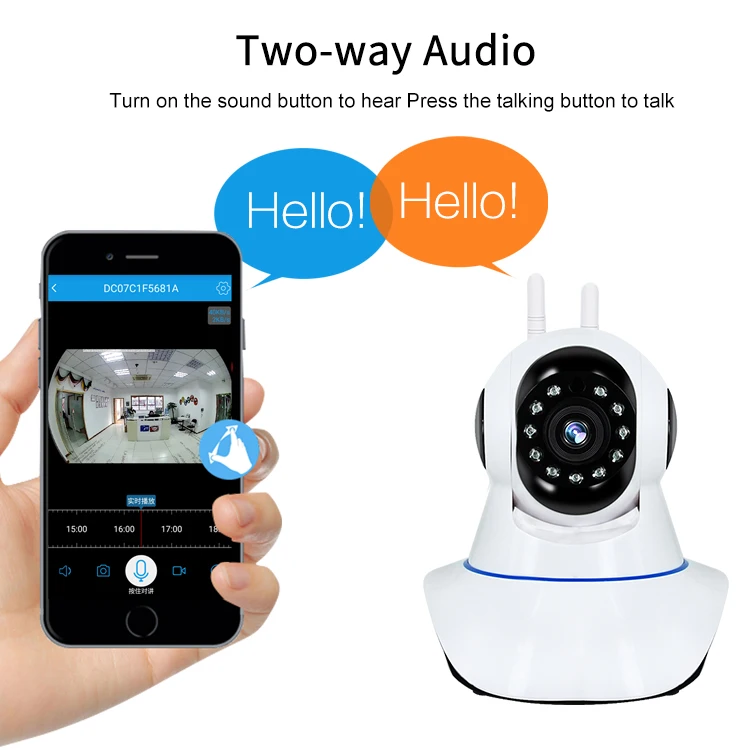 Motion Detecting Alarm Intercom Calls Wireless Ip Camera 360 Degrees hd ...