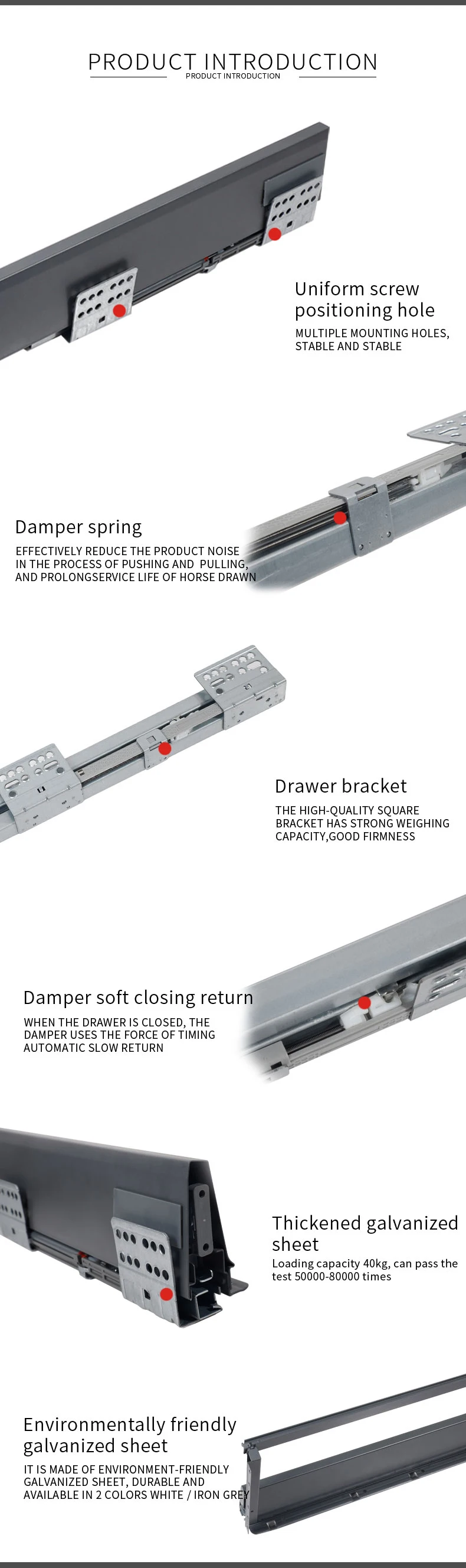 Cabinet Kitchen Concealed Drawer Slide Channels Double Wall Soft ...