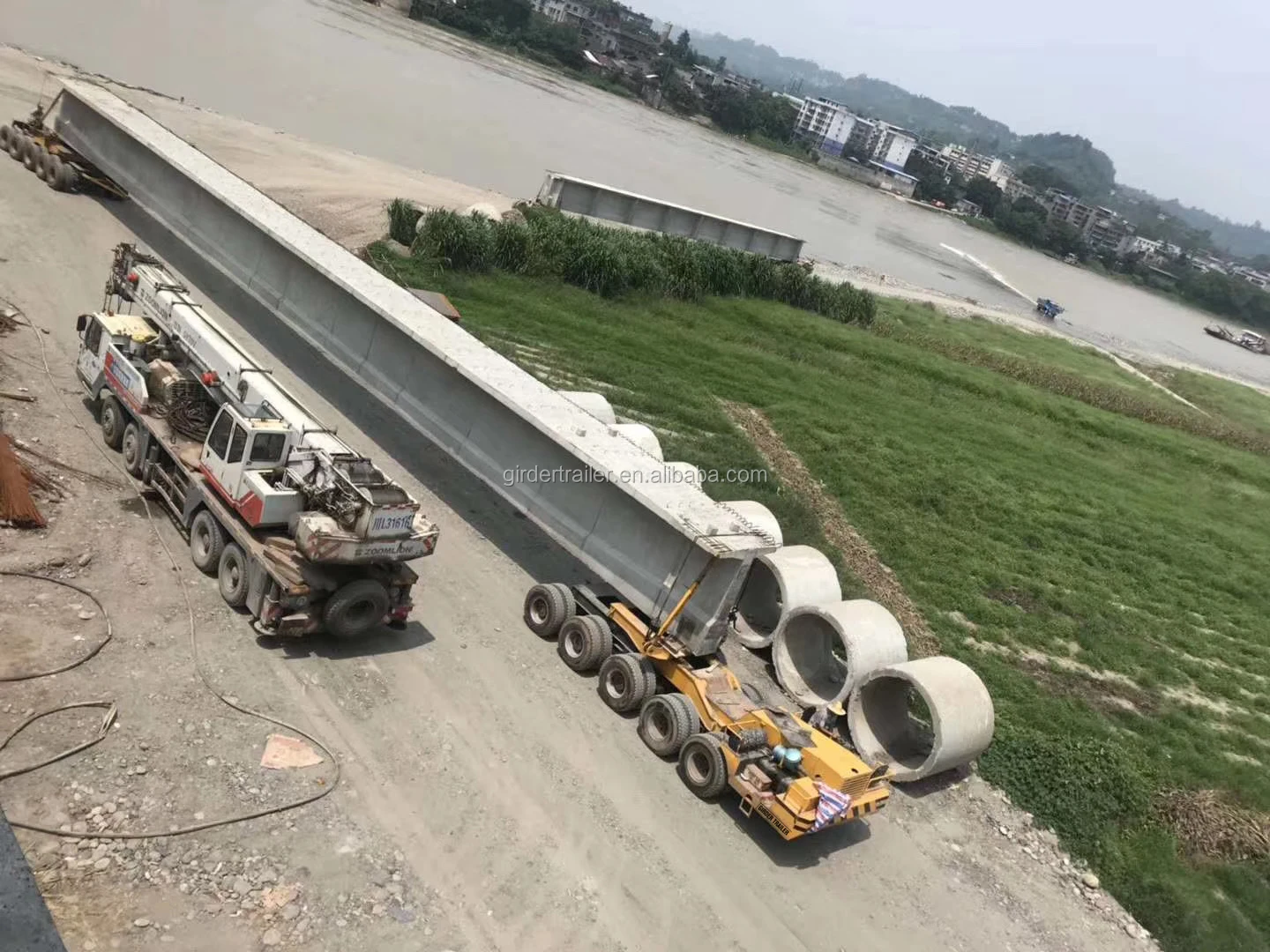 Precast Concrete Beam Sections Transporting Self Propelled Trailer ...