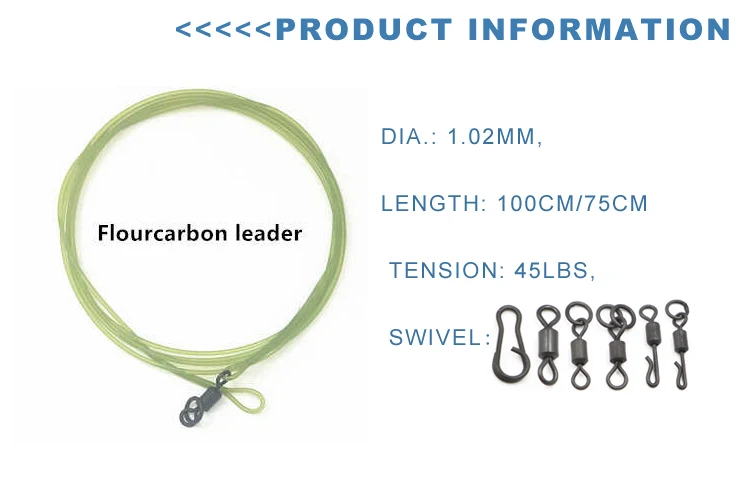 New Carp Sinking Fluorocarbon Poly Tapered Fishing Leader With Double ...