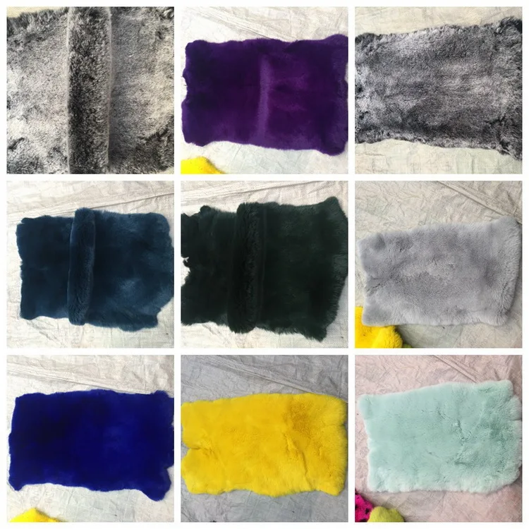 Winter Frozen Rex Rabbit Fur Pelt Skins Soft Thick Hairs Dyed Natural ...