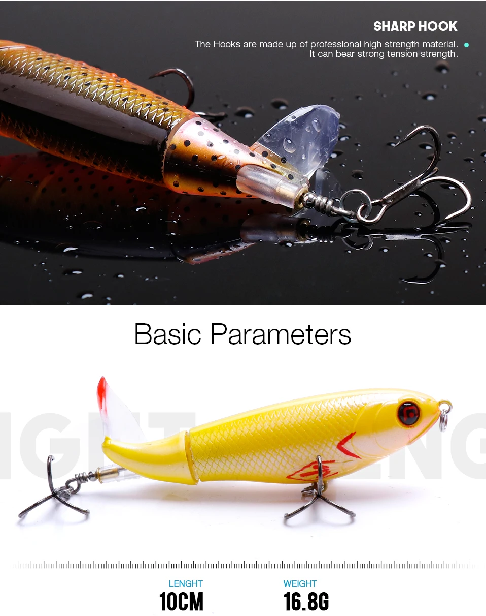 10cm 16.8g Whopper Popper Topwater Lure Artificial Bait Hard Black ...
