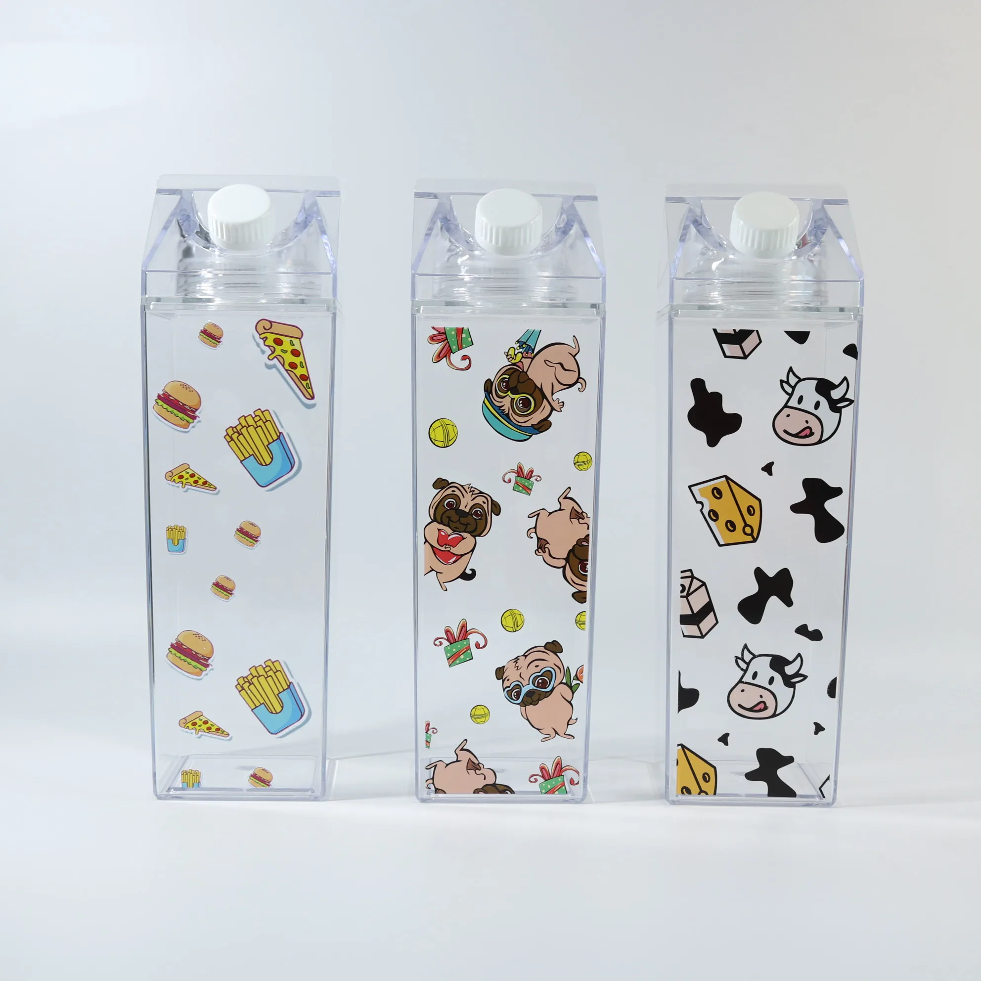 500ml Custom Logo Plastic Blank Square Water Bottle Clear Milk Carton ...