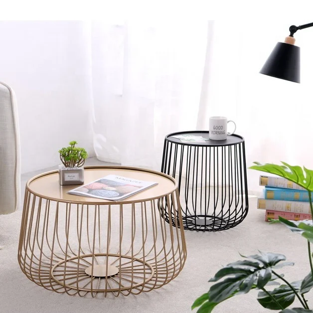 Luxury Modern Black Iron Mdf Glass Teapoy Side Tables For Living Room ...