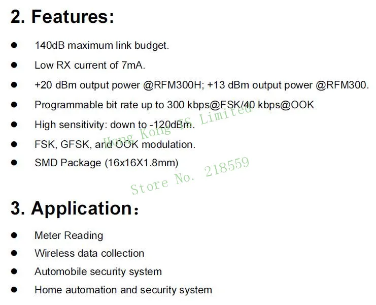 RFM300 Sub 1GHz 송수신기 모듈 433/868/915Mhz + 13dBm RFM300 RF 모듈 트랜시버 ...