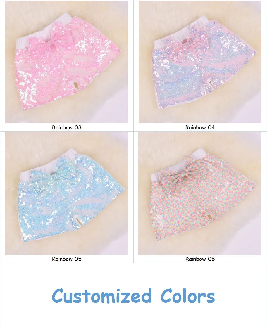 Personalized Girls Summer Shorts Toddler Kid Sequin Shorts Bow Cute ...