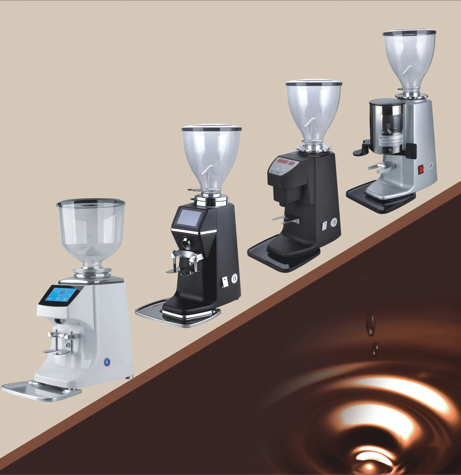 Professional Touch-screen Grinding Disc Coffee Grinder Espresso Bean ...