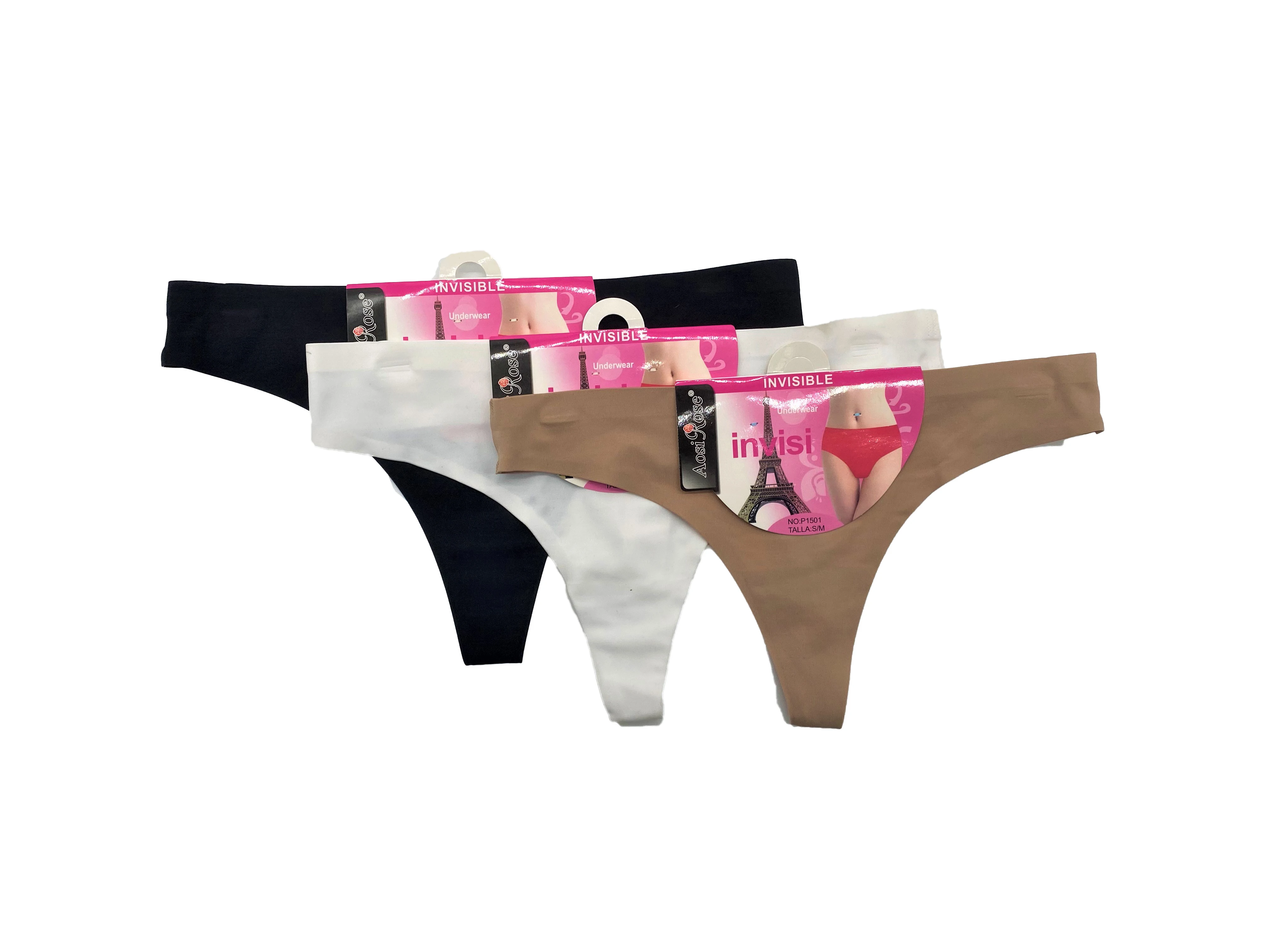 P1501ultra-thin Invisible Women Underwear Solid Color Thong Pantie ...