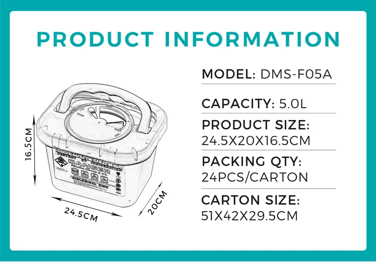 5 Litre Medical Clinical Sharps Container For Ambulance - Buy Sharps ...