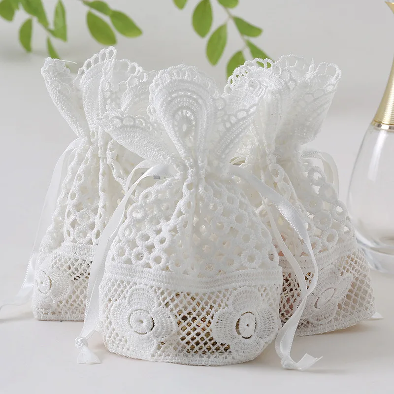10*14cm White Small Hole Lace Pouch Bag Jewelry Storage Bag Milk Silk ...