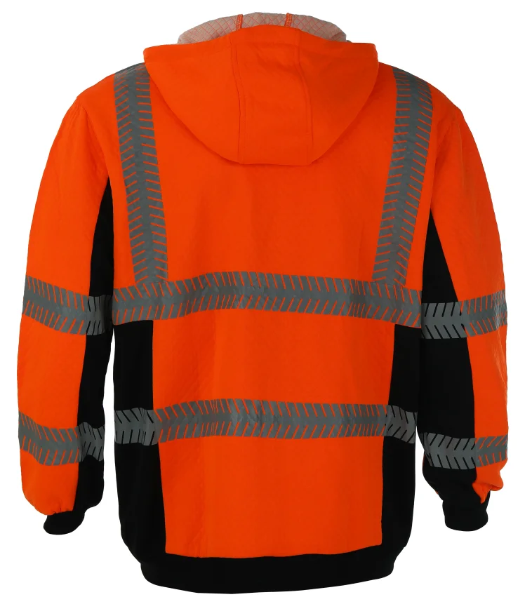High Visibility Red Jacquard Polyester Reflective Safety Hoodie ...