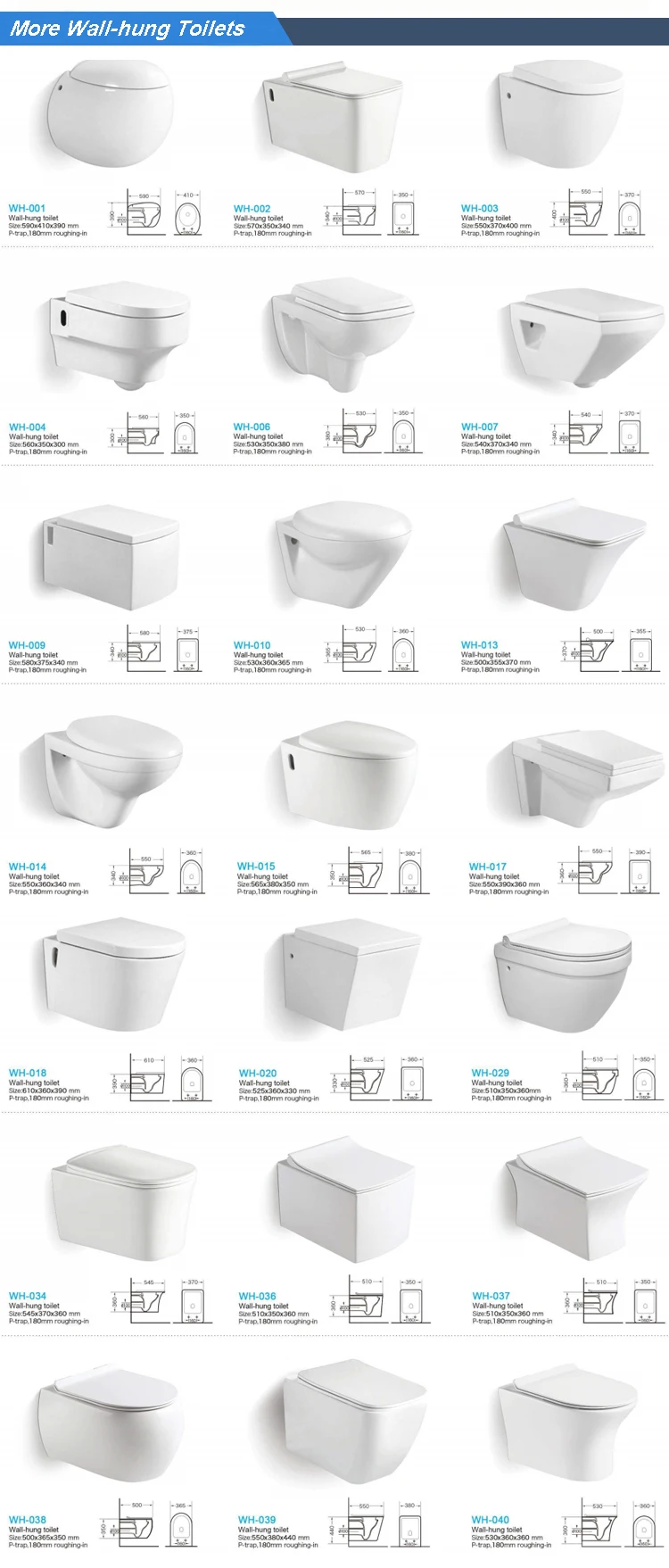 Sanitary Ware Luxury Bathroom Easy-Cleaning One Piece Ceramic WC Wall ...
