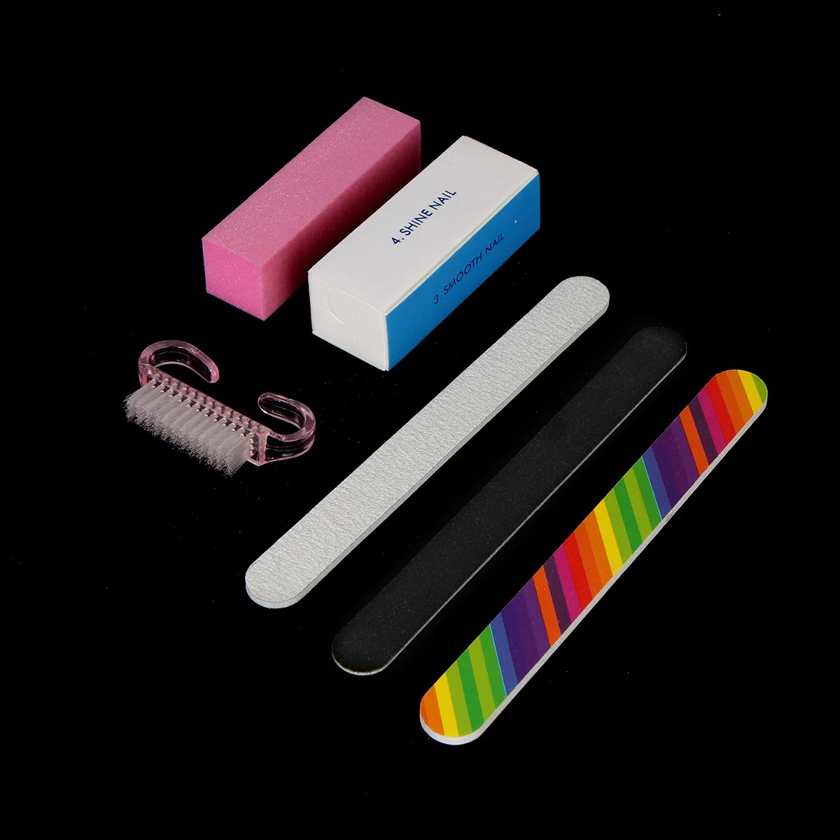 6pcs/set Nail Art Buffer File Block Brush Sanding Polish Diy Nail ...