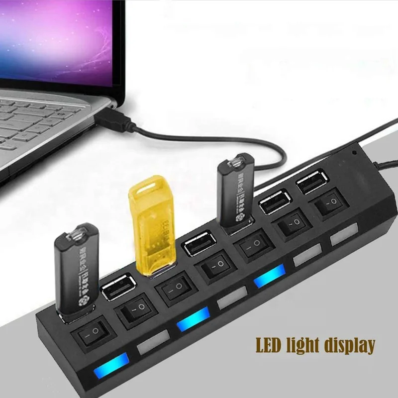 High Quality Multi Port Usb Splitter 7 Ports Usb 2.0 7 In 1 Usb-c Pd ...