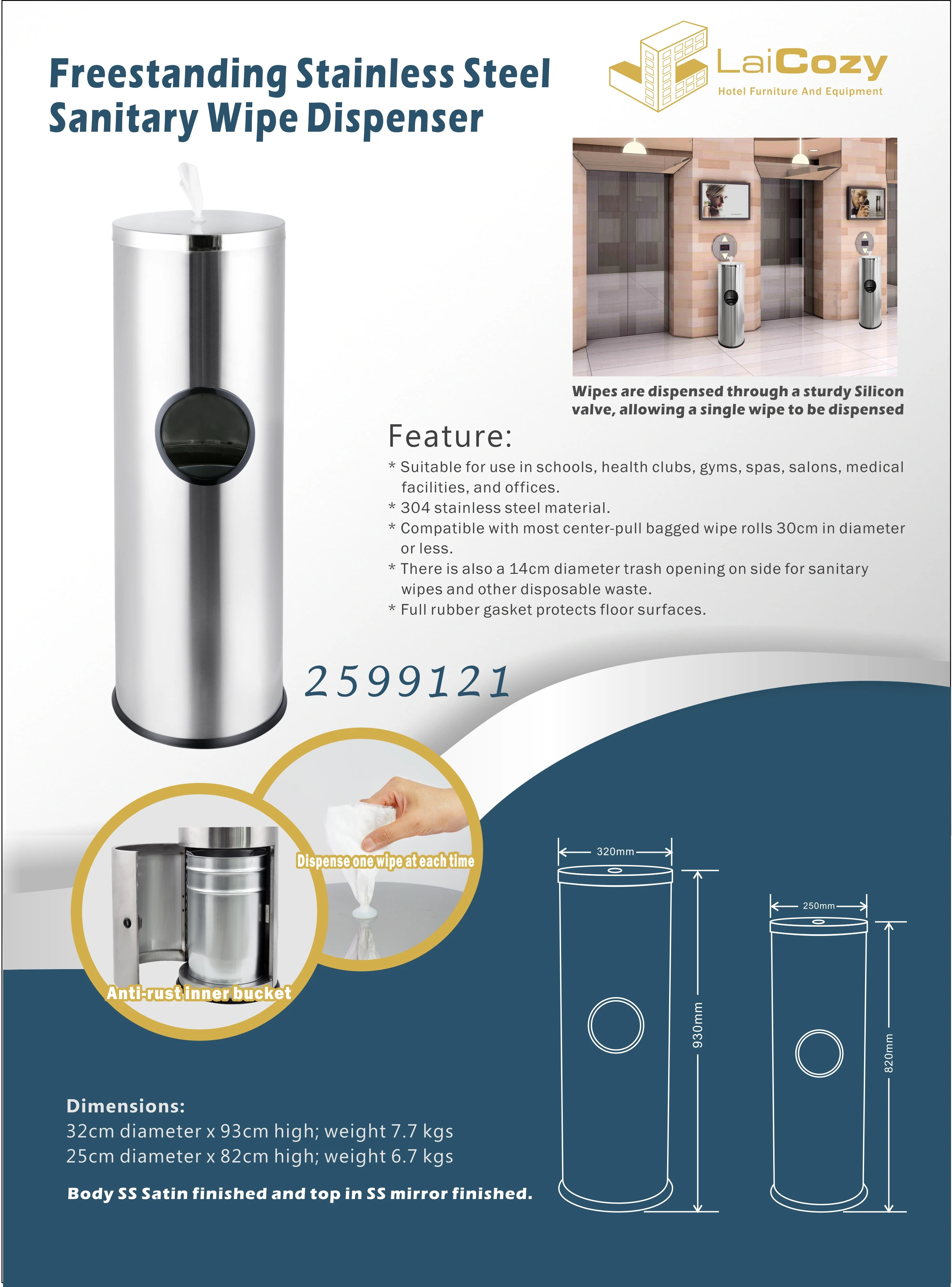 Sanitizing Wipes Dispenser Station With Bin 304 Stainless Steel With ...