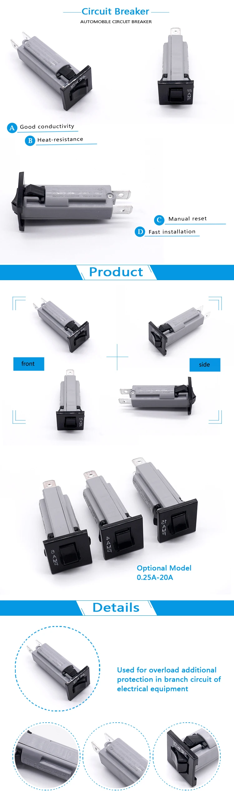 91 92 W Series Overload Protector - Resettable Circuit Breaker