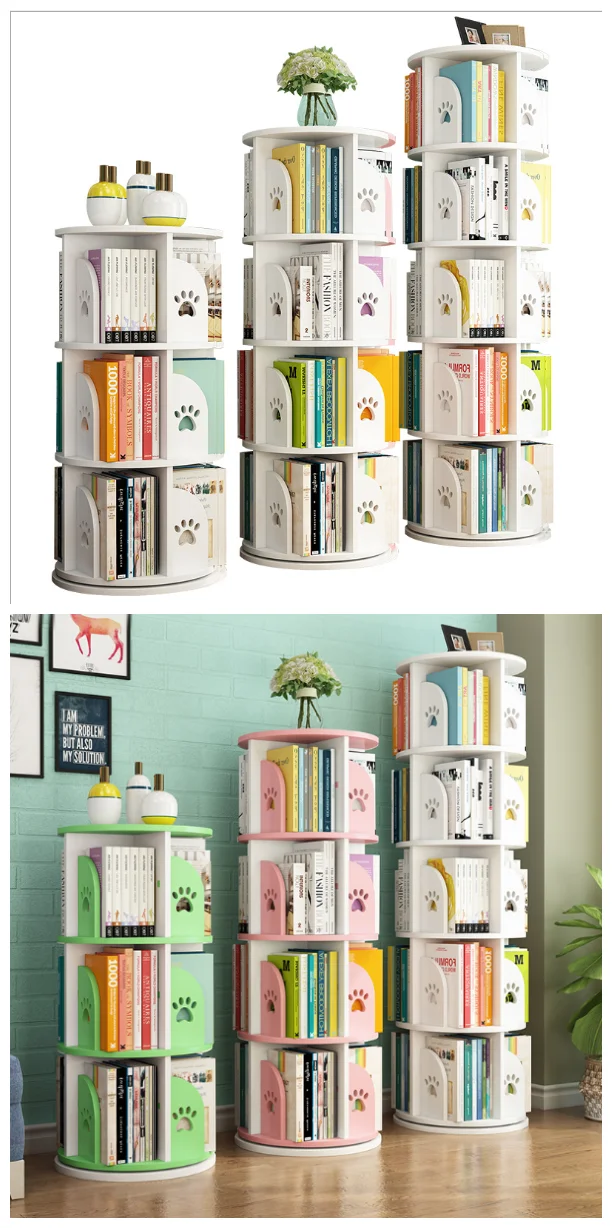 Rotating Bookshelf 360 Degree Rotatable Kids Bookshelf Home Furniture ...
