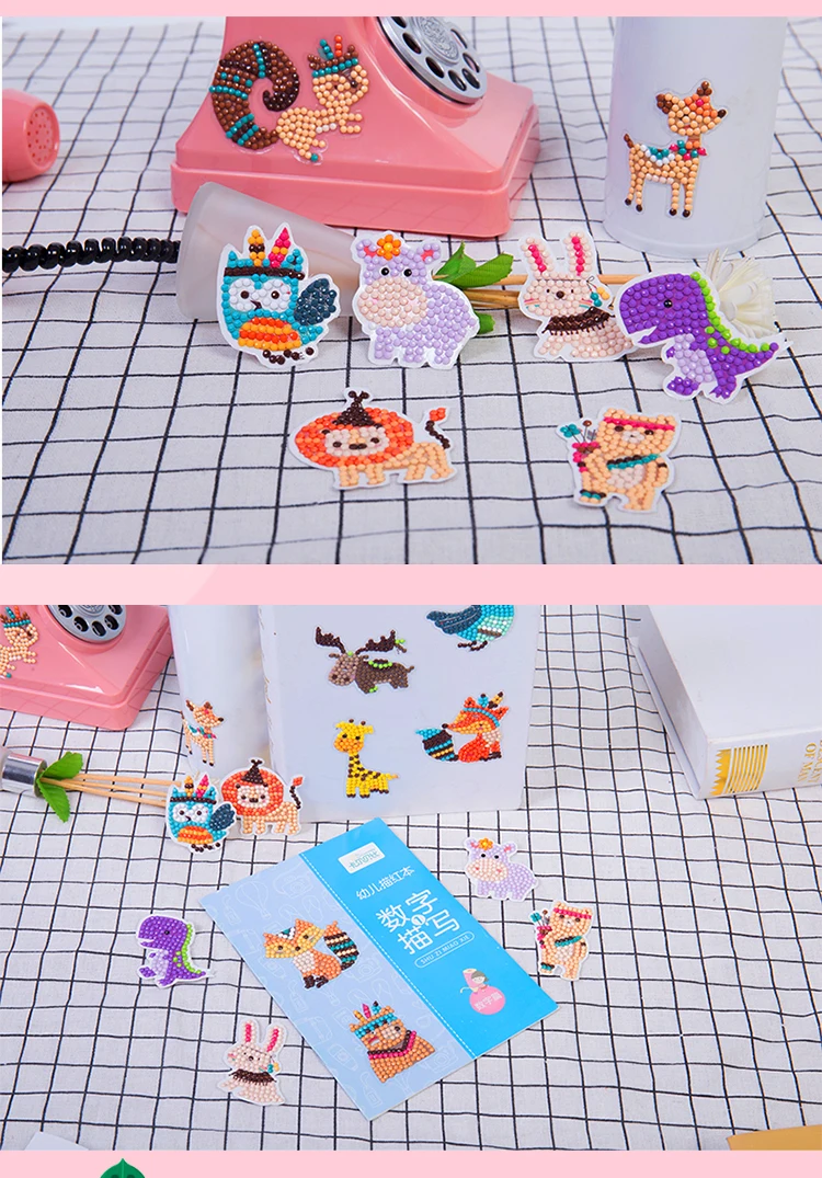 New Children's Diamond Painting Cute Cartoon Animals Puzzle Sticker 5d ...