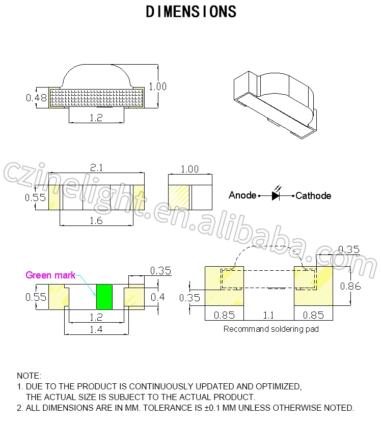 Czinelight Side View Emitting Diode Red Blue Yellow Green White Color ...