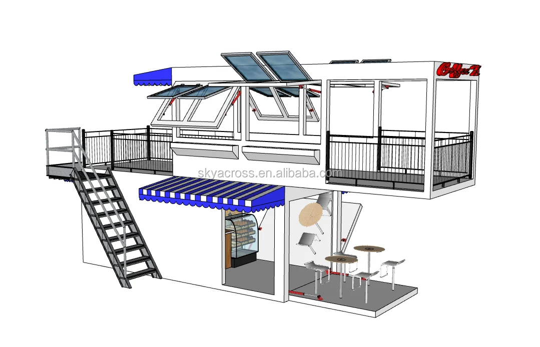 Outdoor Modern Prefab Cafe Contain 20ft Shipping Container Bar Portable ...