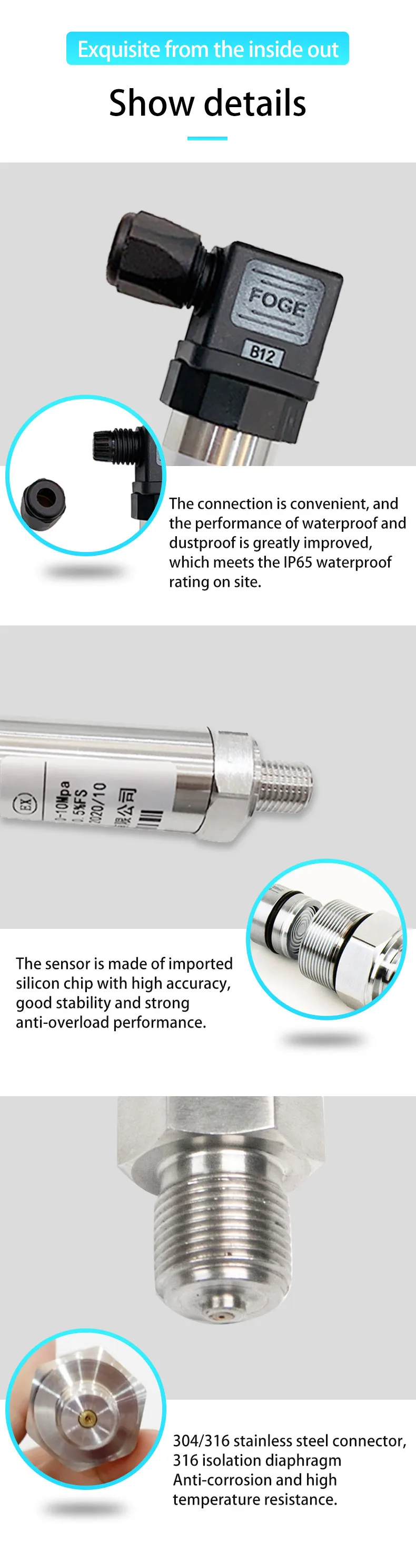 China 4-20ma Miniature Pressure Sensor - Compact & Reliable