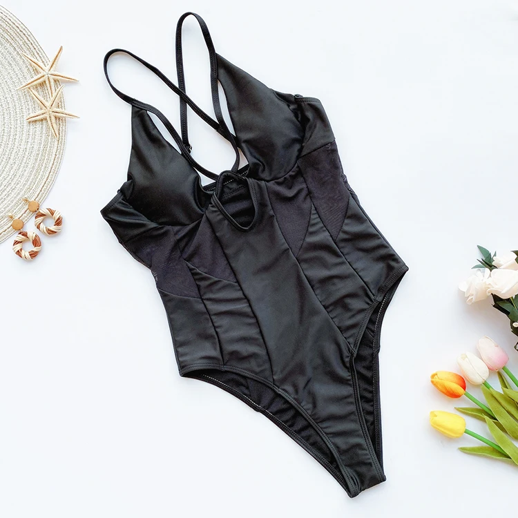 New Sexy Underwire Bikini Sheer Mesh Women One Piece Swimsuit - Buy ...
