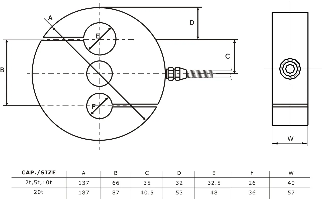 Avery T95 Load Cell - 10tons Compression for Truck Scales