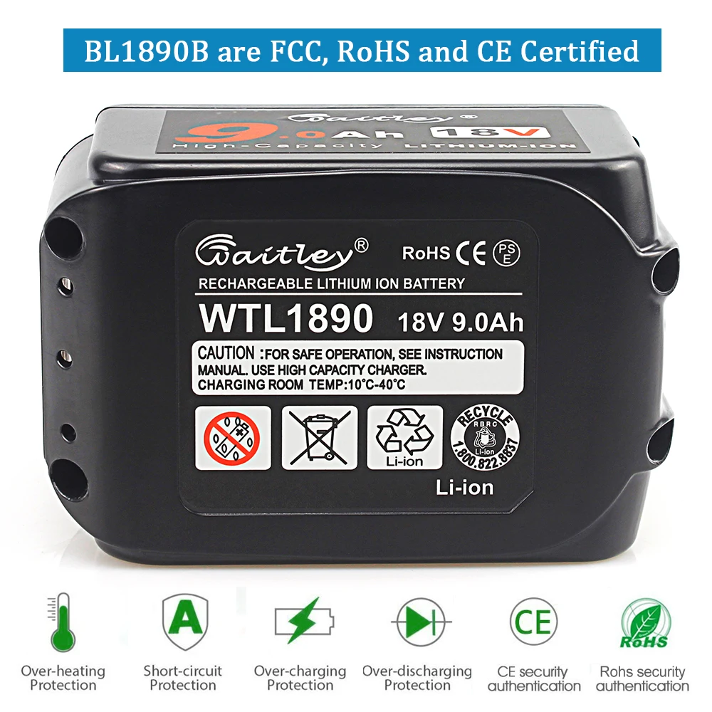 18v 9.0ah Bl1890 Li-ion Replacement Batteries Compatible With Makita ...