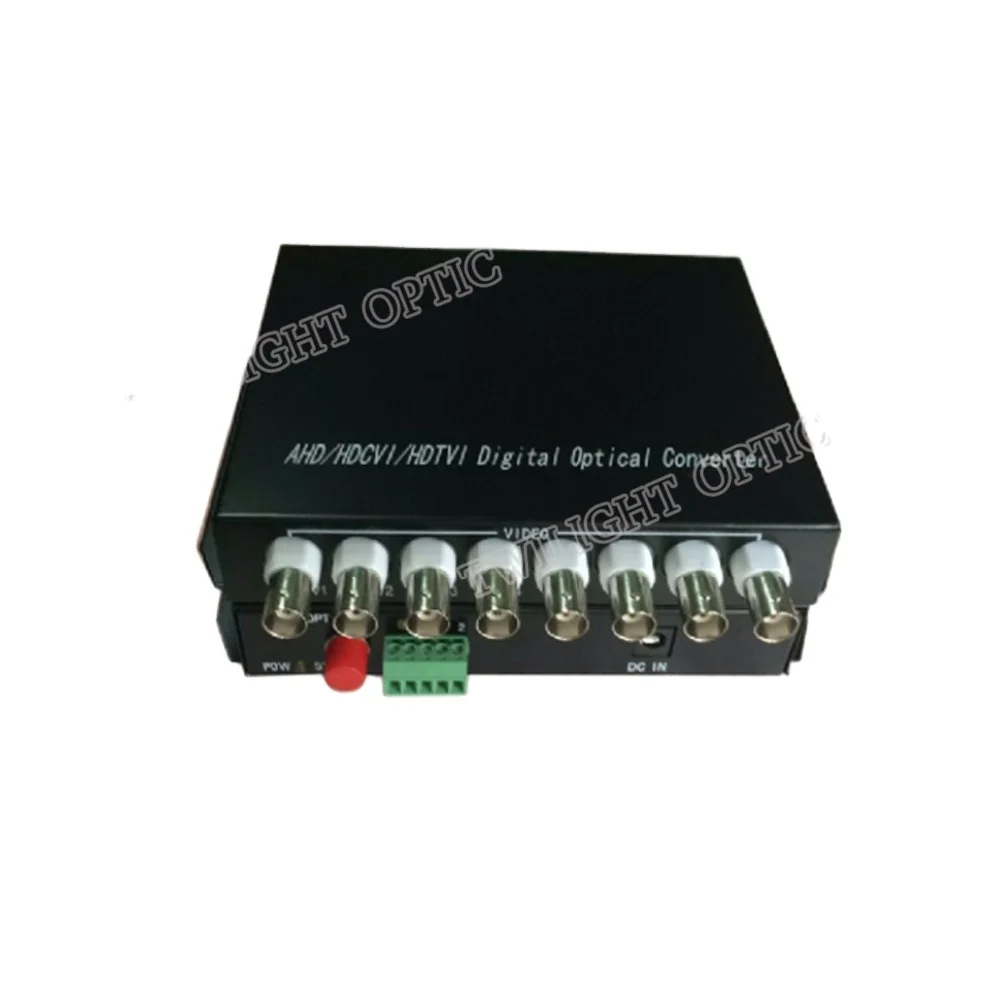 Fiber Optic 8 Channel CCTV BNC to IP Converter Audio Transmitter