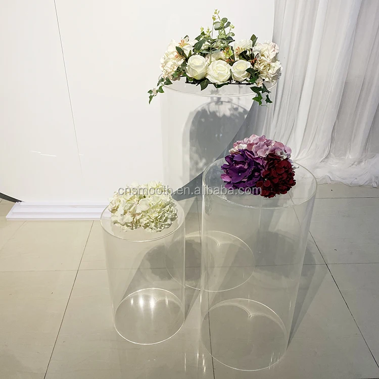 Acrylic Clear Round Column Plinth for Wedding Decoration