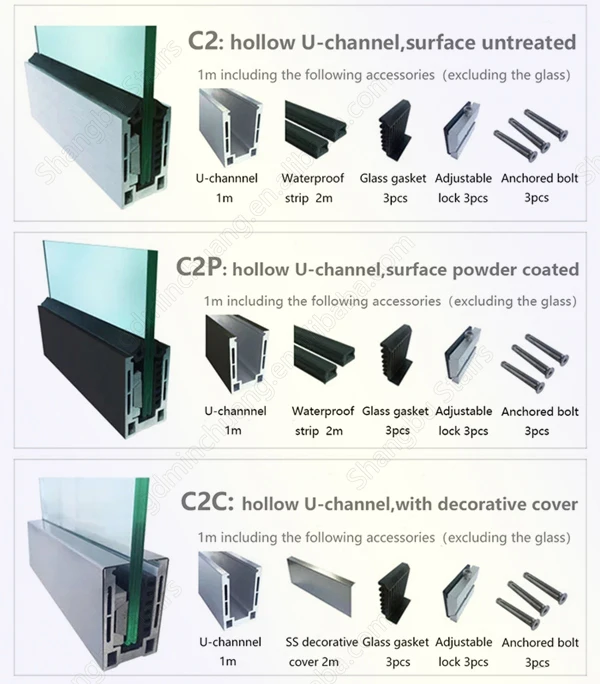 Aluminum U-Channel for Glass Railing - Durable & Stylish