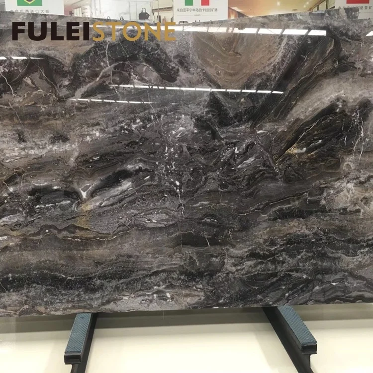 Polished Arabescato Orobico Brown Marble Tiles for Decor