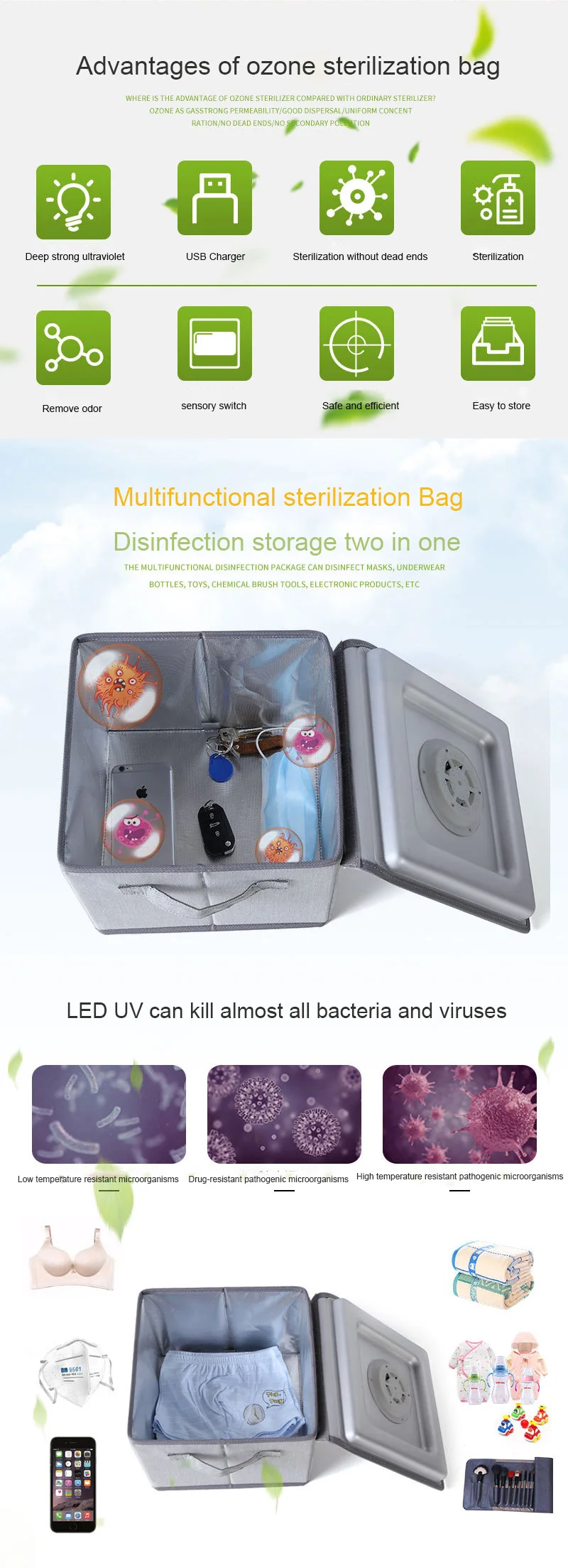 Portable Foldable Sanitizer Disinfection Ultraviolet Bag Box Uvc Light ...