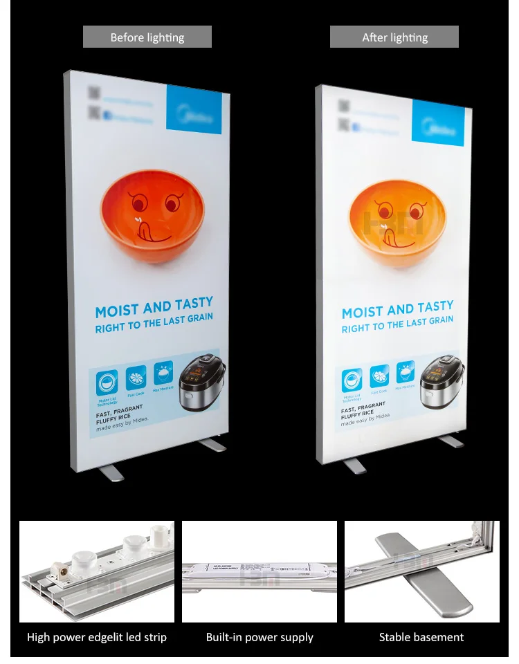 Advertising Poster Printing Stand Edgelight Led Strip Bar Seg Portable ...