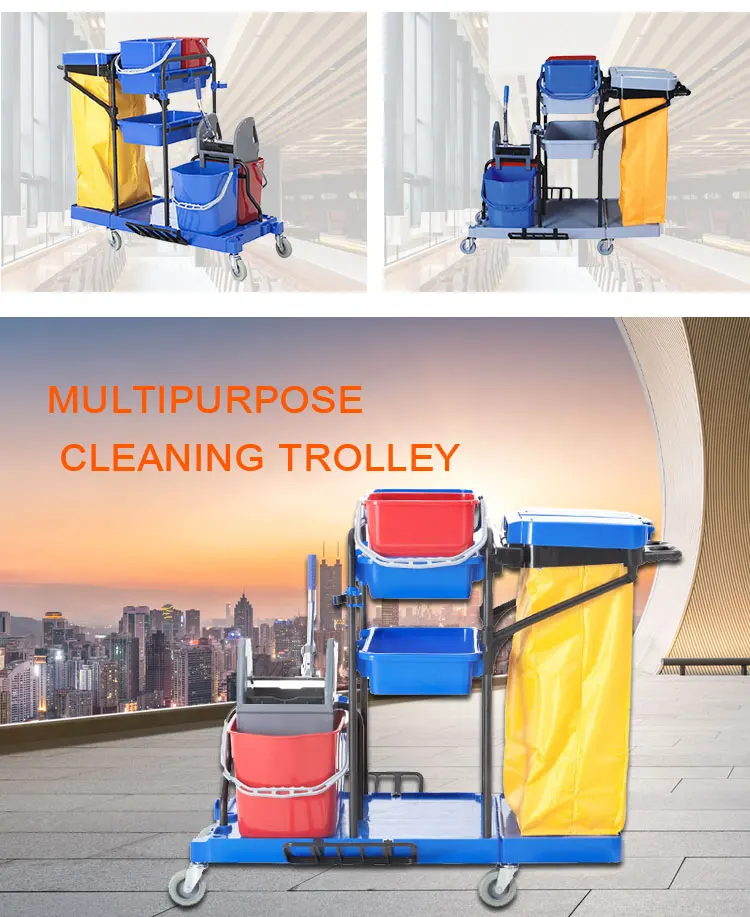 Multi-functional Cleaning Trolley Cart,Janitor Cart,with Cover and Bags ...